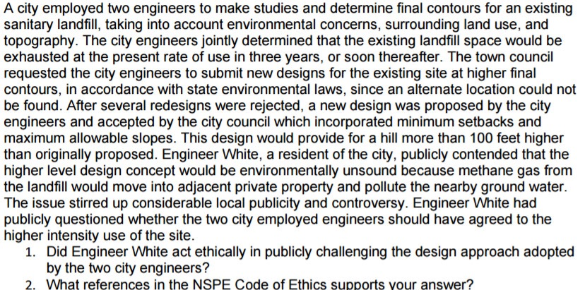 Solved A city employed two engineers to make studies and | Chegg.com