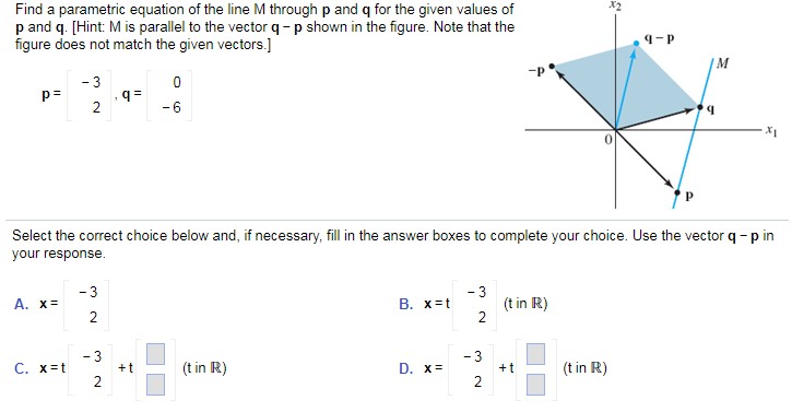Solved Find a parametric equation of the line M through p | Chegg.com