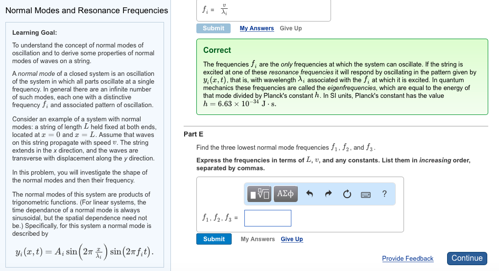 Solved Normal Modes and Resonance Frequencies Submit My | Chegg.com