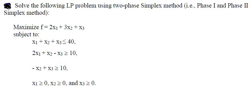 Solve the following LP problem using two-phase | Chegg.com