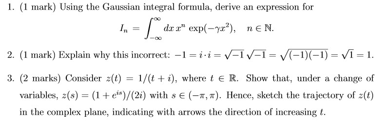 1. Using the Gaussian integral formula, derive an | Chegg.com