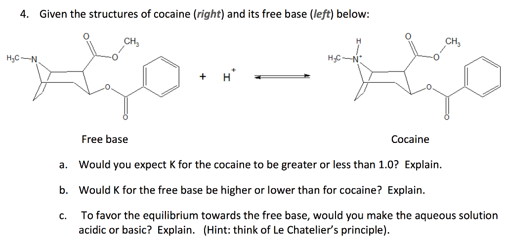 Solved Given the structure of cocaine (right) and its free | Chegg.com