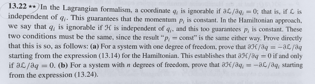 Solved 13.22") In the Lagrangian formalism, a coordinate qi | Chegg.com