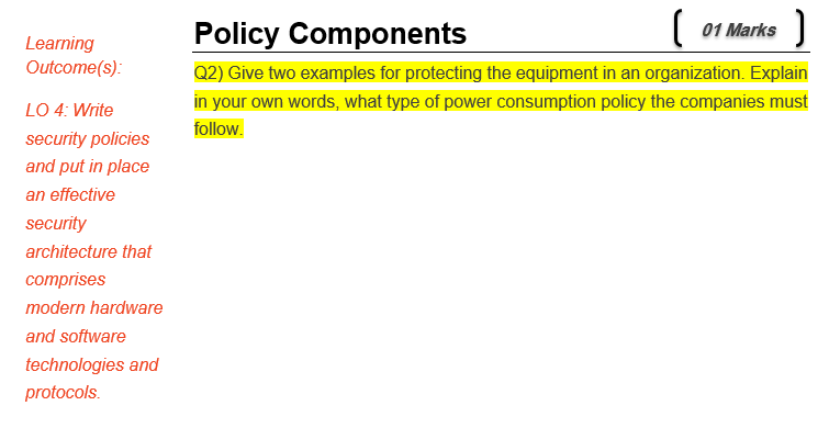 Solved Policy Components Q2) Give two examples for | Chegg.com