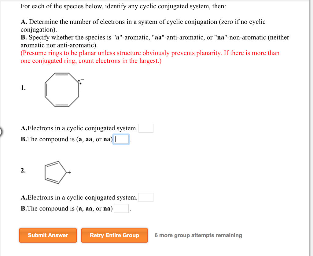 Solved For each of the species below, identify any cyclic | Chegg.com