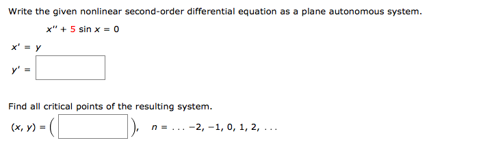 Solved Write The Given Nonlinear Second Order Differential