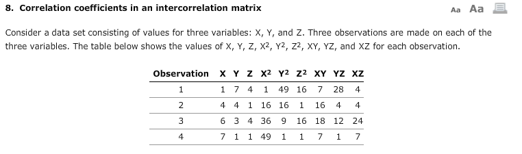 Solved 8. Correlation coefficients in an intercorrelation | Chegg.com