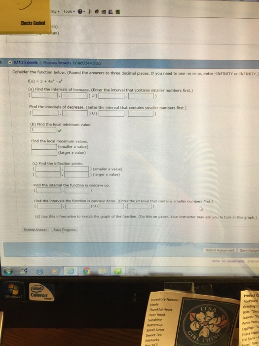 Solved Consider the function below. (Round the answers to | Chegg.com