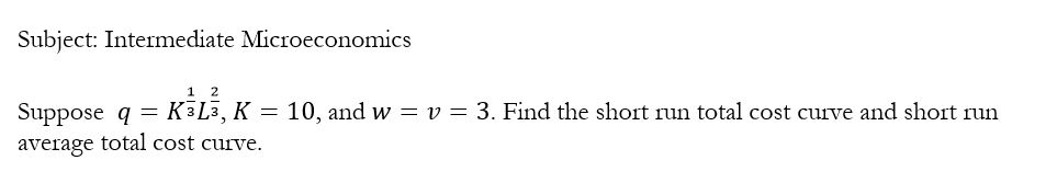 Solved Suppose Find the short run total cost curve and | Chegg.com