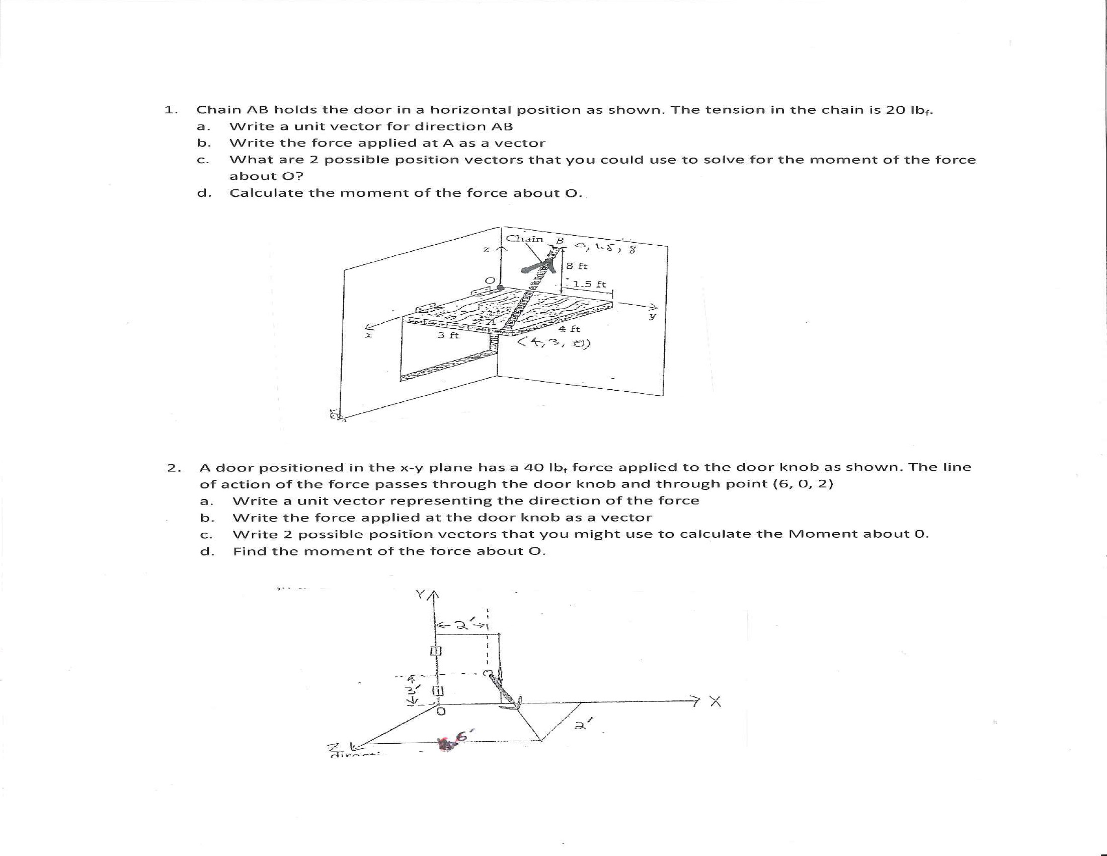 Chain AB holds the door in a horizontal position as | Chegg.com