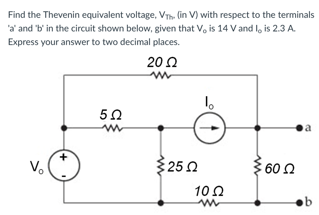 Solved Find the Thevenin equivalent voltage, VTh, (in V) | Chegg.com