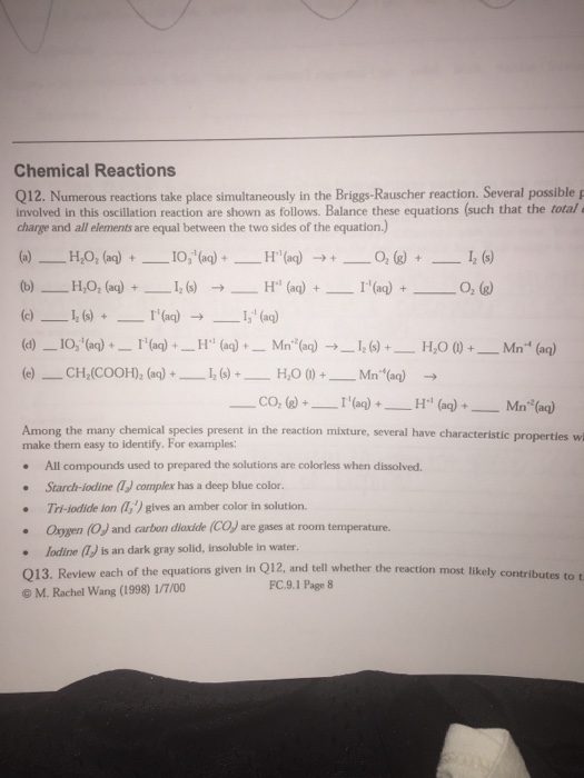 Numerous reactions take place simultaneously in the | Chegg.com