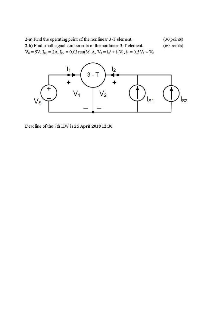 Solved 2-a) Find the operating point of the nonlinear 3-T | Chegg.com