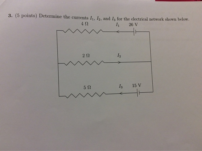 Solved Determine the currents I1, I2, and I3 for the | Chegg.com