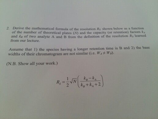 Solved 2. Derive the mathematical formula of the resolution | Chegg.com