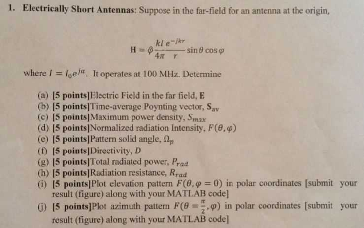 Electrically Short Antennas: Suppose in the far-field | Chegg.com