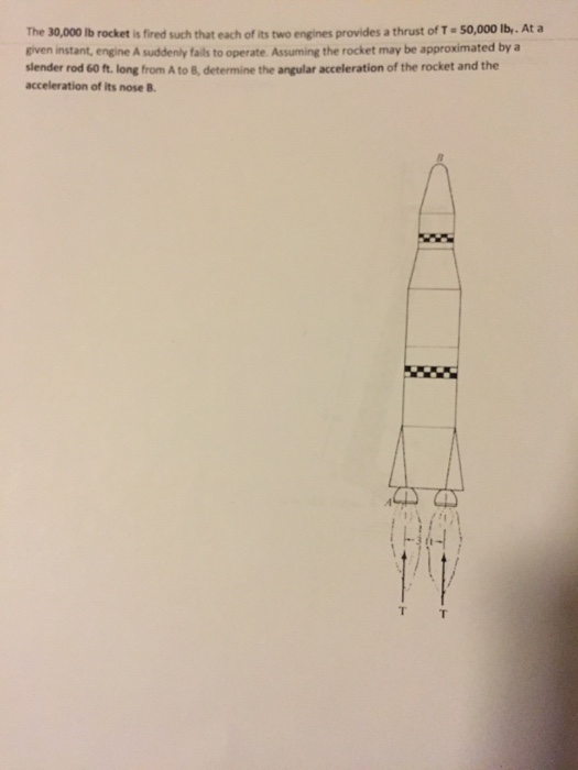 Solved The 30,000 lb rocket is fired such that each of its | Chegg.com