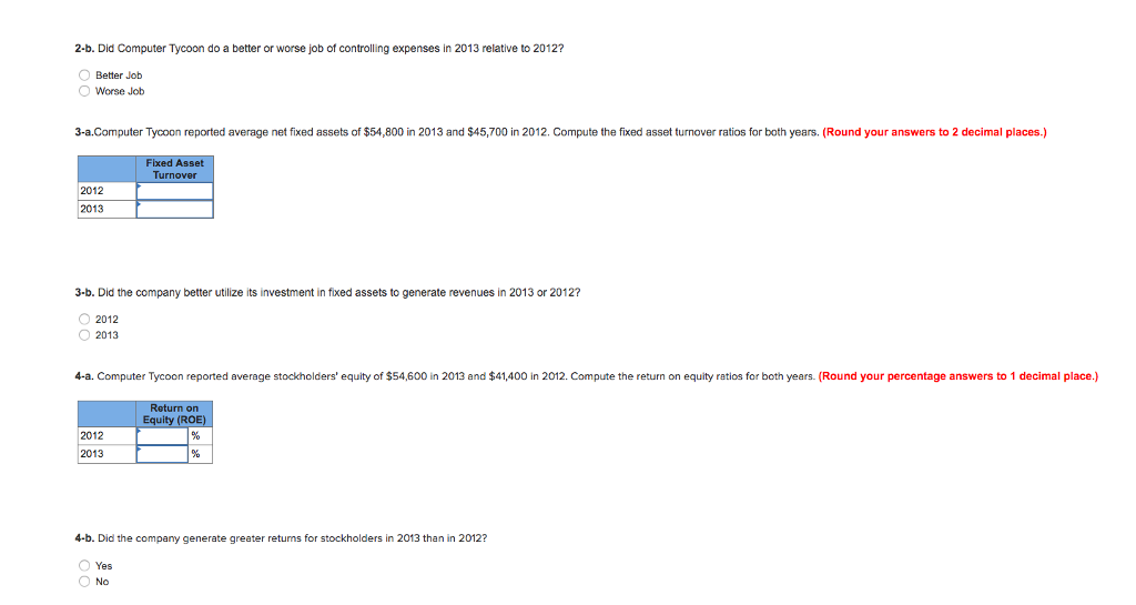Solved 2-b. Did Computer Tycoon do a better or worse job of | Chegg.com