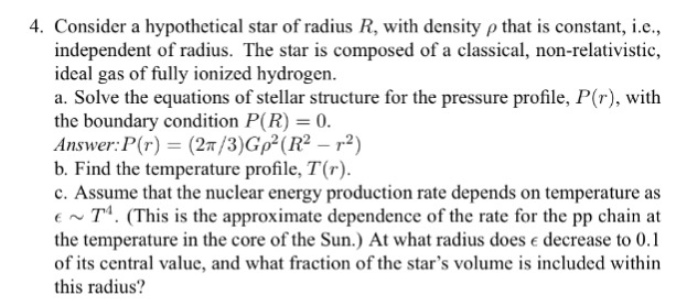 Solved Consider a hypothetical star of radius R, with | Chegg.com