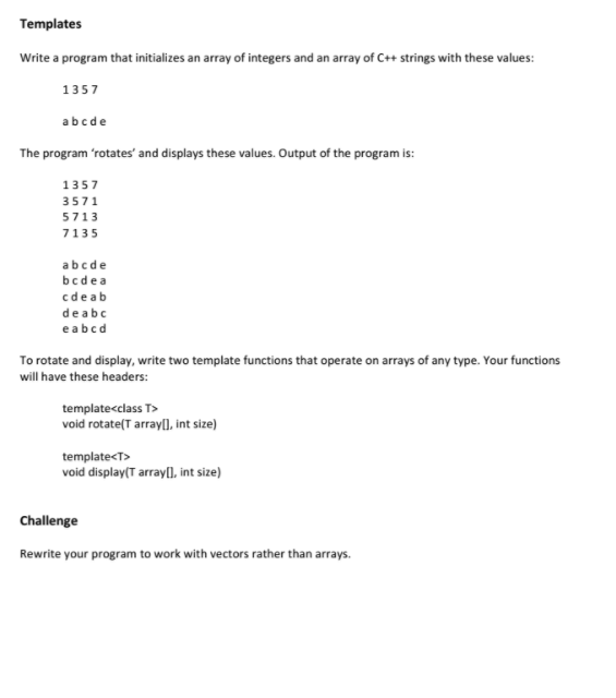 Solved Templates Write A Program That Initializes An Array 6686