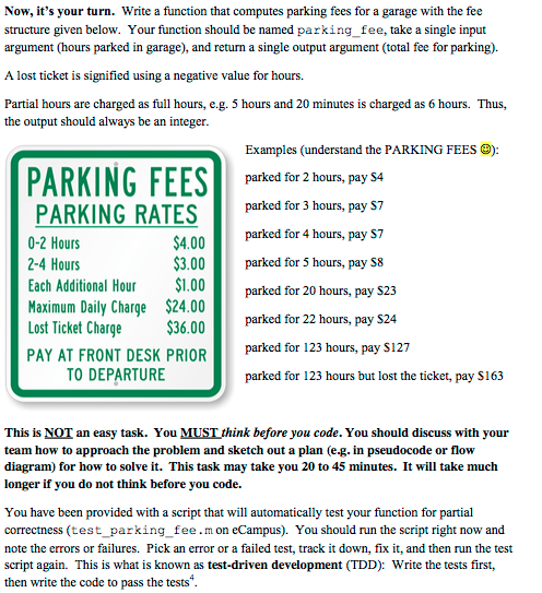 Solved Write a function that computes parking fees for a | Chegg.com