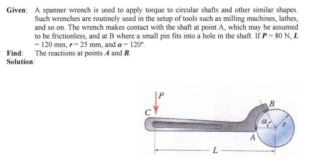 Solved Given: A spanner wrench is used to apply torque to | Chegg.com