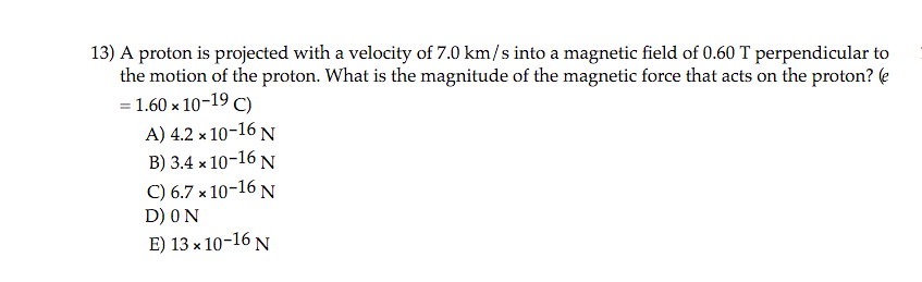 Solved A proton is projected with a velocity of 7.0 km/s | Chegg.com