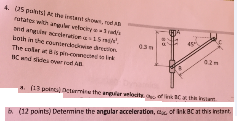 4. (25 points) At the instant shown, rod AB rotates | Chegg.com