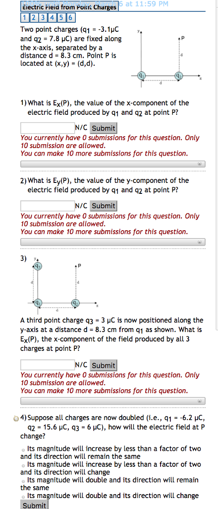 Solved Two point charges (q1 = -3.1mu C and q2 = 7.8 mu C) | Chegg.com