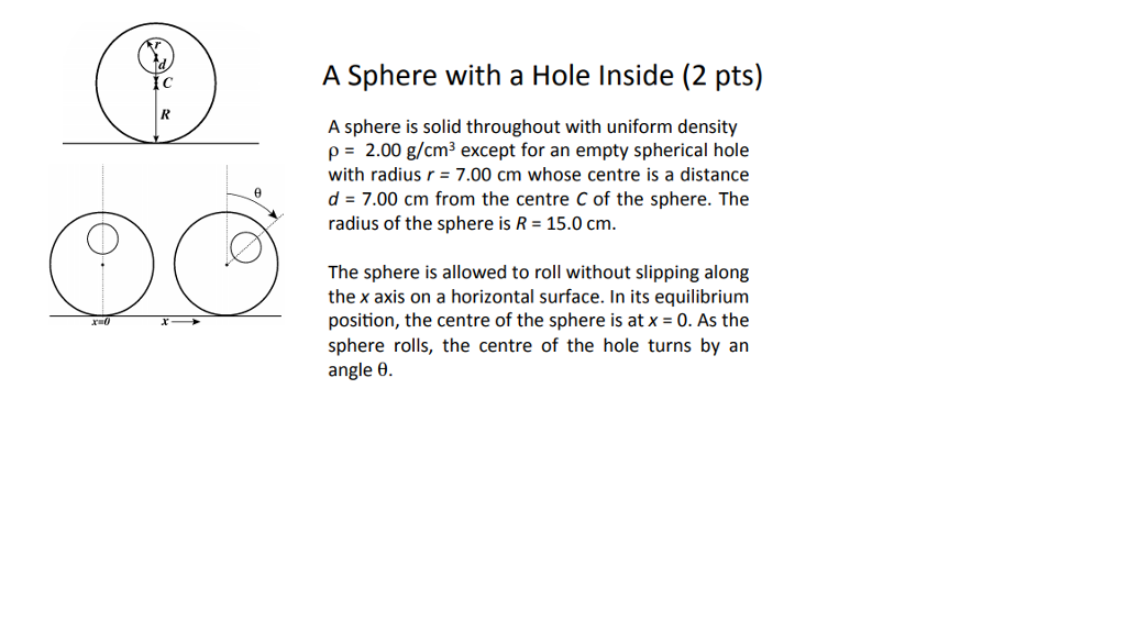 Solved A Sphere with a Hole Inside (2 pts) A sphere is solid | Chegg.com