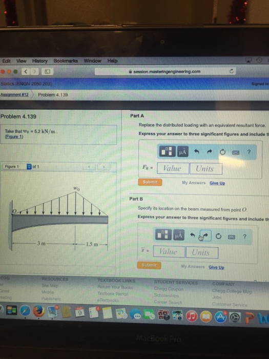 Solved Replace the distributed loading with an equivalent | Chegg.com