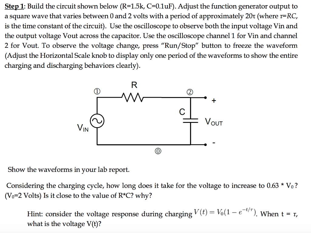 Solved: Step 1: Build The Circuit Shown Below (R=1.5k, C=0... | Chegg.com