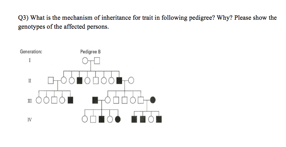 Solved Q3) What is the mechanism of inheritance for trait in | Chegg.com