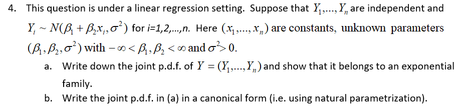 Solved This question is under a linear regression setting. | Chegg.com
