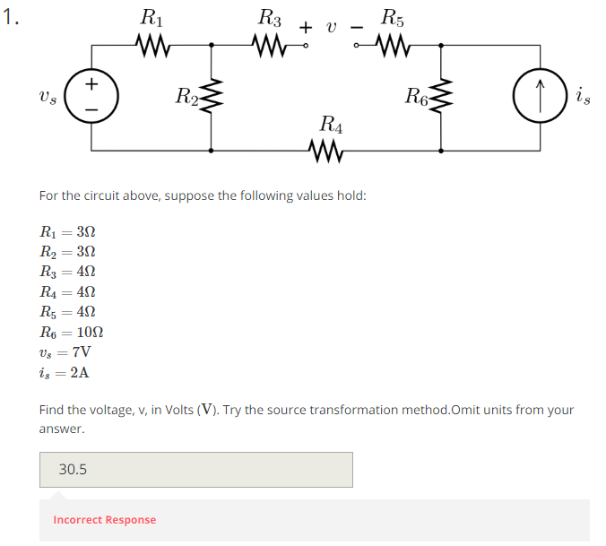 Solved For the circuit above, suppose the following values | Chegg.com