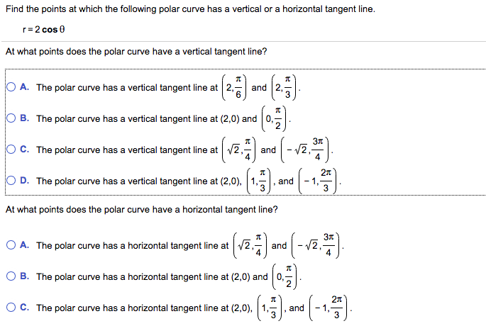 Solved Find the points at which the following polar curve | Chegg.com