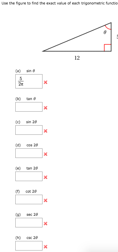 Solved Use the figure to find the exact value of each | Chegg.com