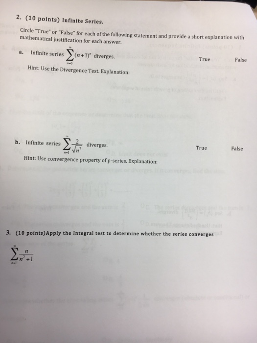 Solved Circle "True" or "False" for each of the following | Chegg.com