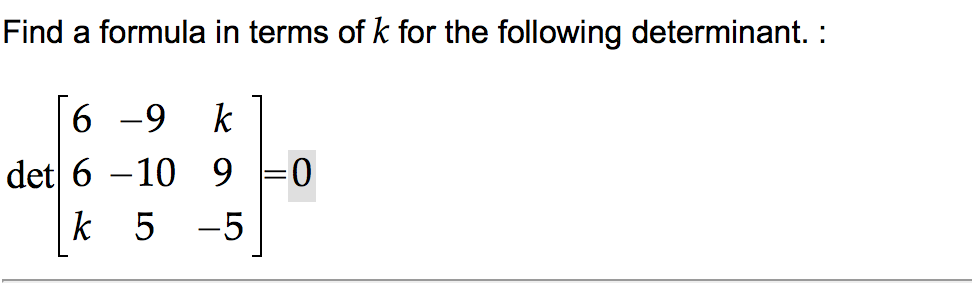 Solved Find a formula in terms of k for the following | Chegg.com