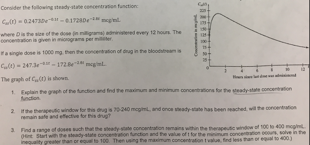 Consider the following steady-state concentration | Chegg.com