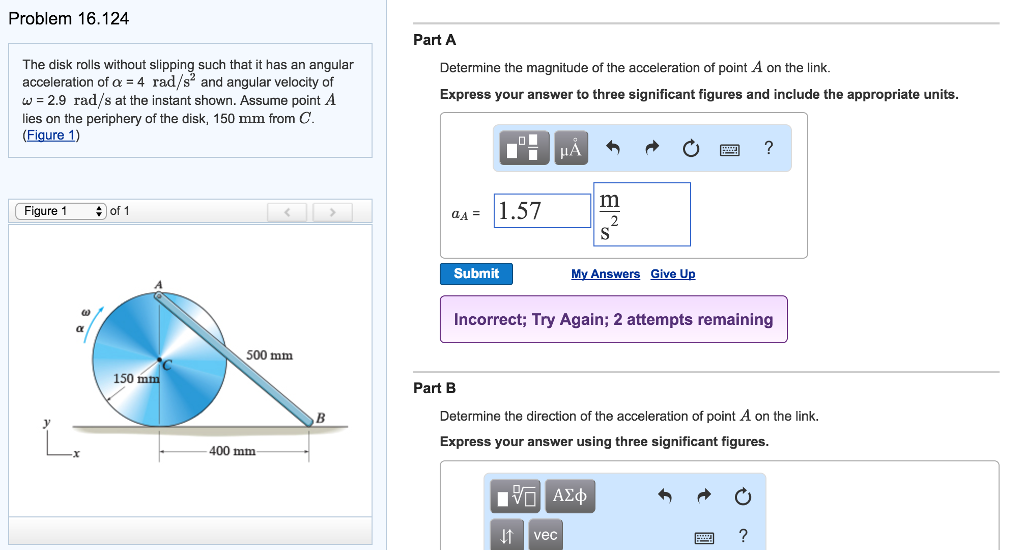 Solved Problem 16.124 The disk rolls without slipping such | Chegg.com