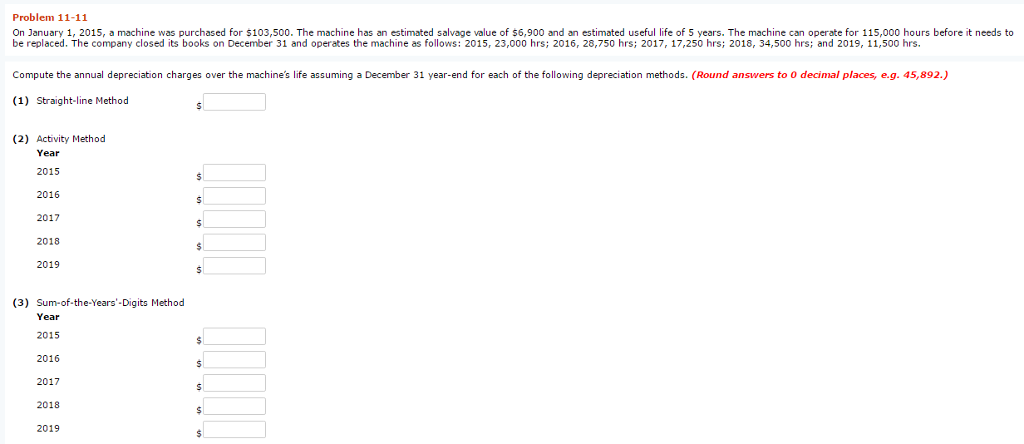 Solved Problem 11-11 On January 1, 2015, a machine was | Chegg.com