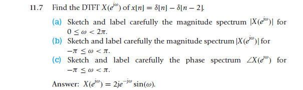 Solved Find the DTFT X(e^j omega) ofx[n] = delta[n] - | Chegg.com