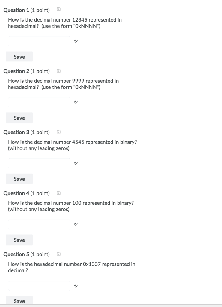 Solved Question 1 (1 point) How is the decimal number 12345 | Chegg.com