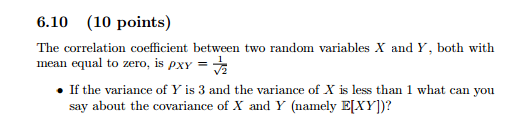 Solved The correlation coefficient between two random | Chegg.com