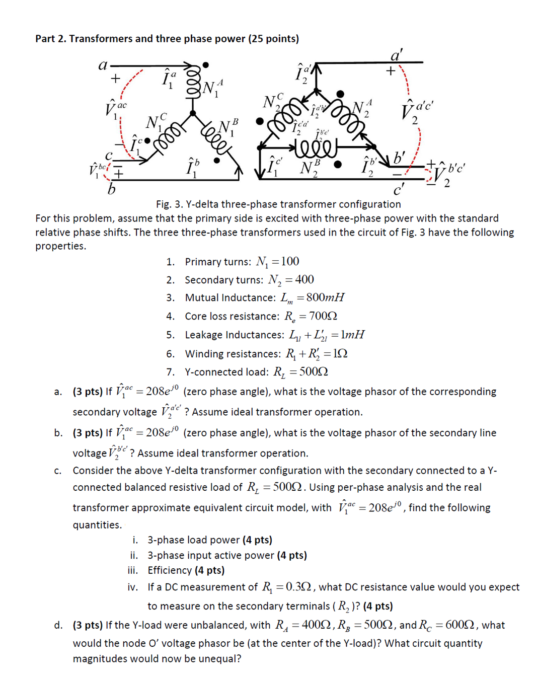 Solved Transformers and three phase power For this problem, | Chegg.com