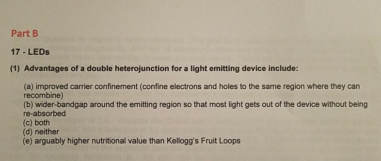 Solved Part B 17 LEDs (1) Advantages of a double | Chegg.com