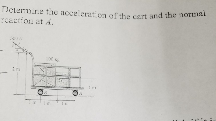 Solved Determine the acceleration of the cart and the norm | Chegg.com