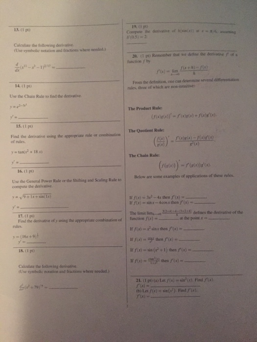 Solved Calculate the following derivative. (Use symbolic | Chegg.com