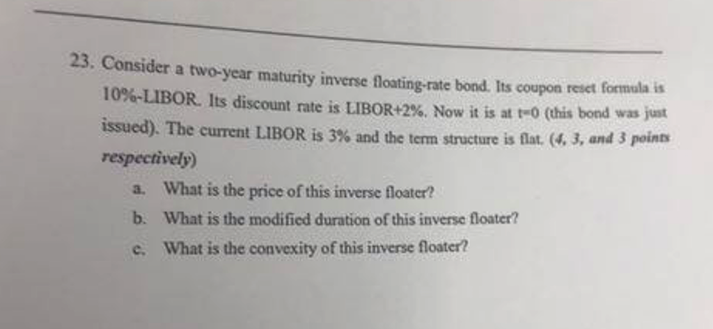 Solved 23. Consider a two-year maturity inverse | Chegg.com